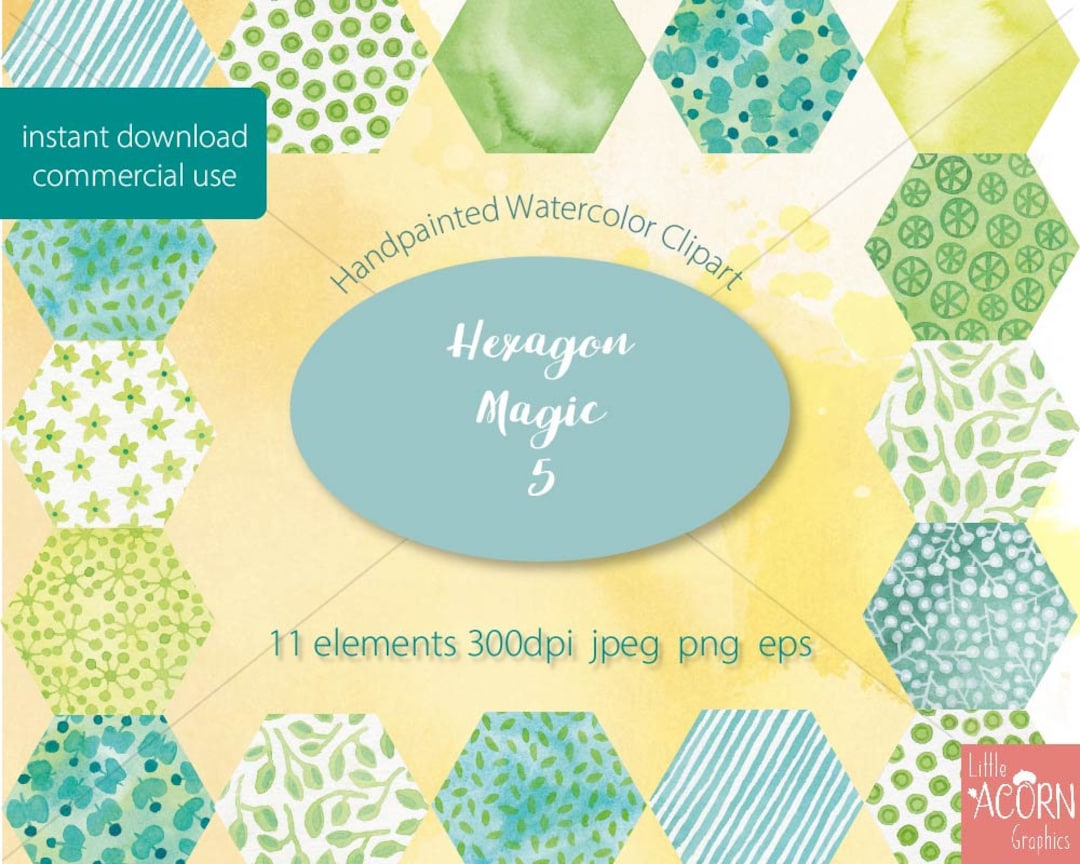 Watercolor Clipart Hexagon, Commercial Use,handpainted Clip Art ...