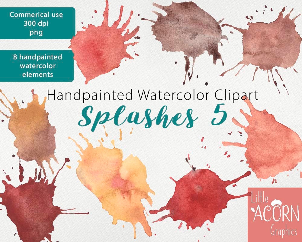 Watercolor Clipart Spashes, Commercial Use,brown Handpainted,green Clip ...