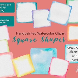 Watercolor Clipart Frame, Square Clip Art Frame, Handpainted Watercolor ...