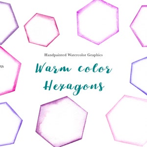 Watercolor Clipart Frame, Hexagon Shapes, Handpainted Watercolor Clip ...