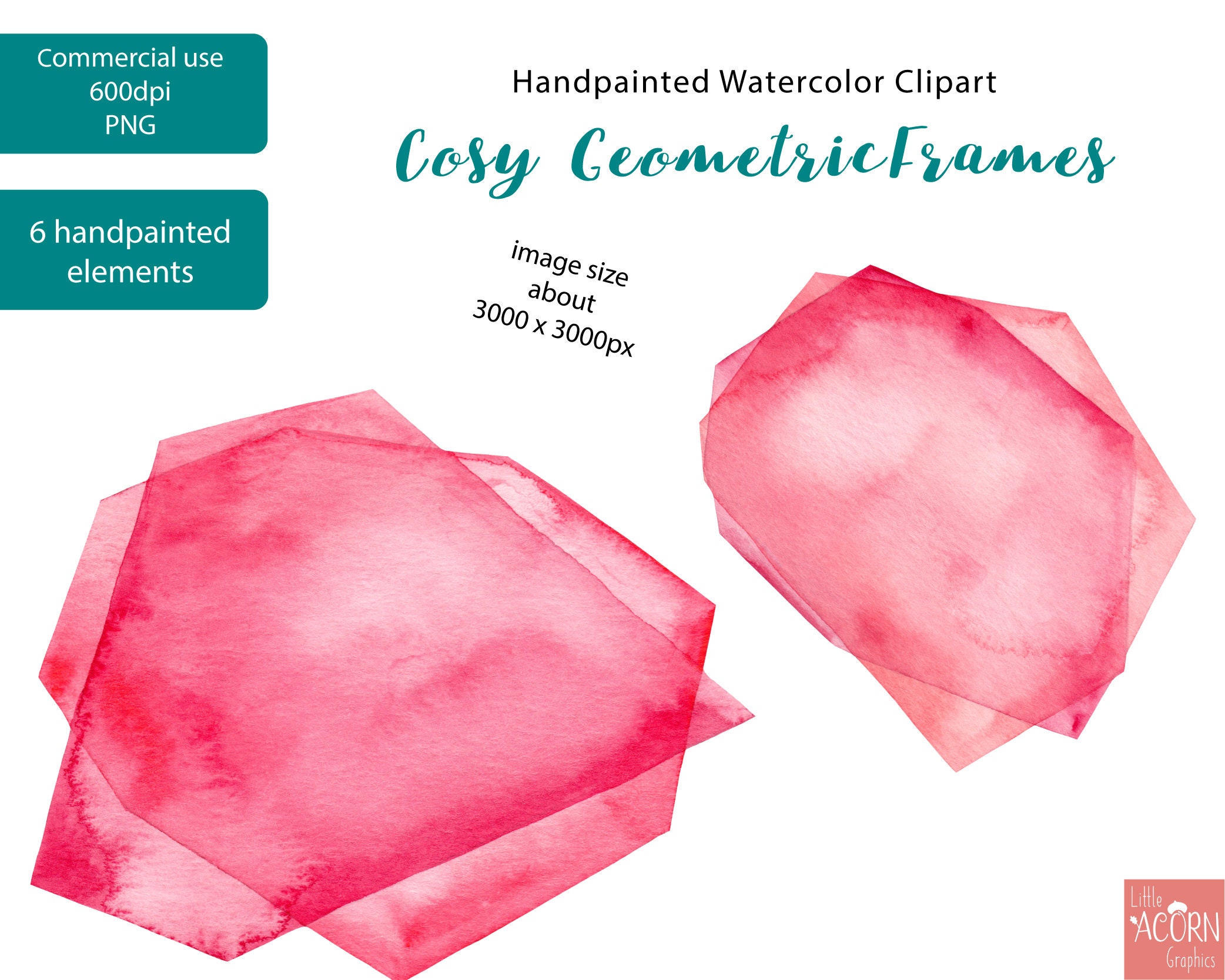 Watercolor Clipart Frame, Cosy Geometric Watercolor Clip Art, Card ...