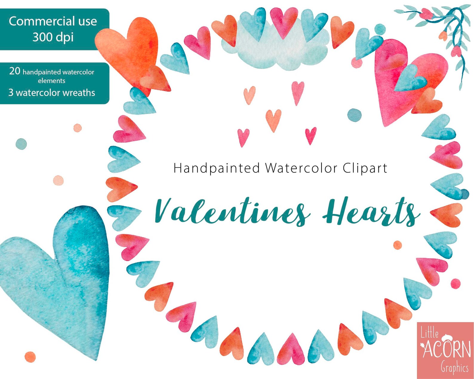 Watercolor Clipart Valentines Day, Valentines Clip Art, Heart Clipart ...