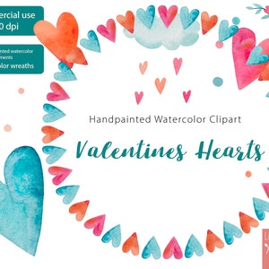 Watercolor Clipart Valentines Day, Valentines Clip Art, Heart Clipart ...