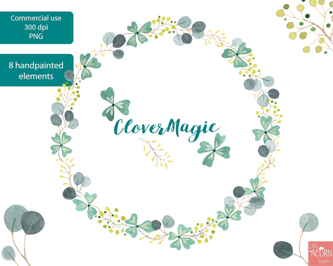 Watercolor Clipart Clover Shamrock St. Patricks Day Clipart - Etsy
