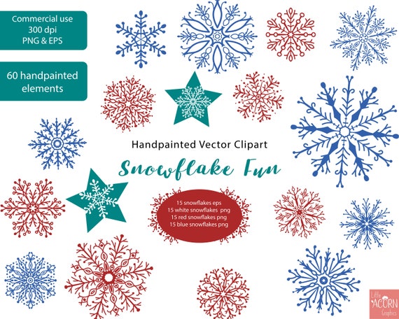 Clipart Snowflake snow crystal vector eps and png Christmas | Etsy