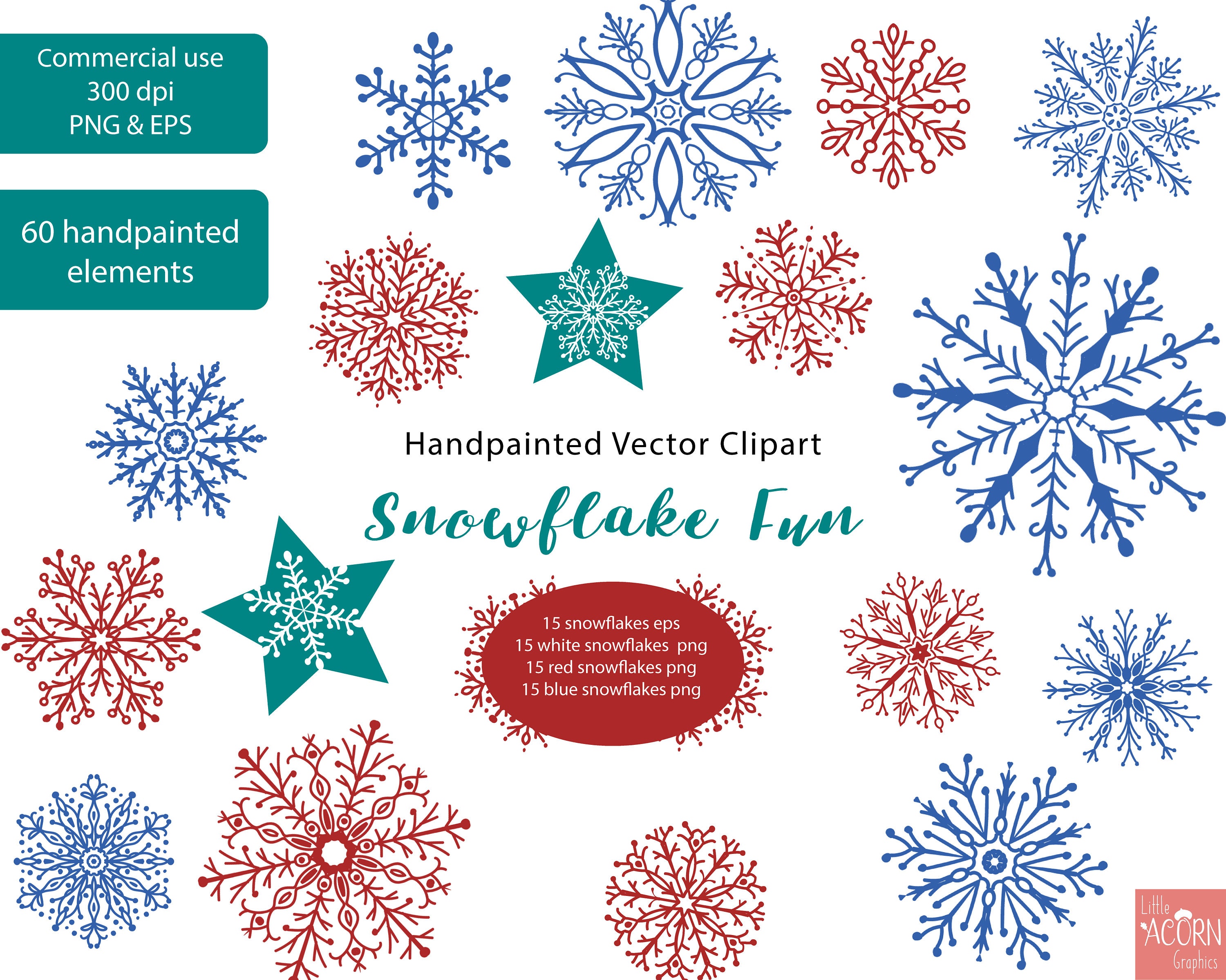 Clipart Snowflake Snow Crystal Vector Eps and Png Christmas Clipart ...