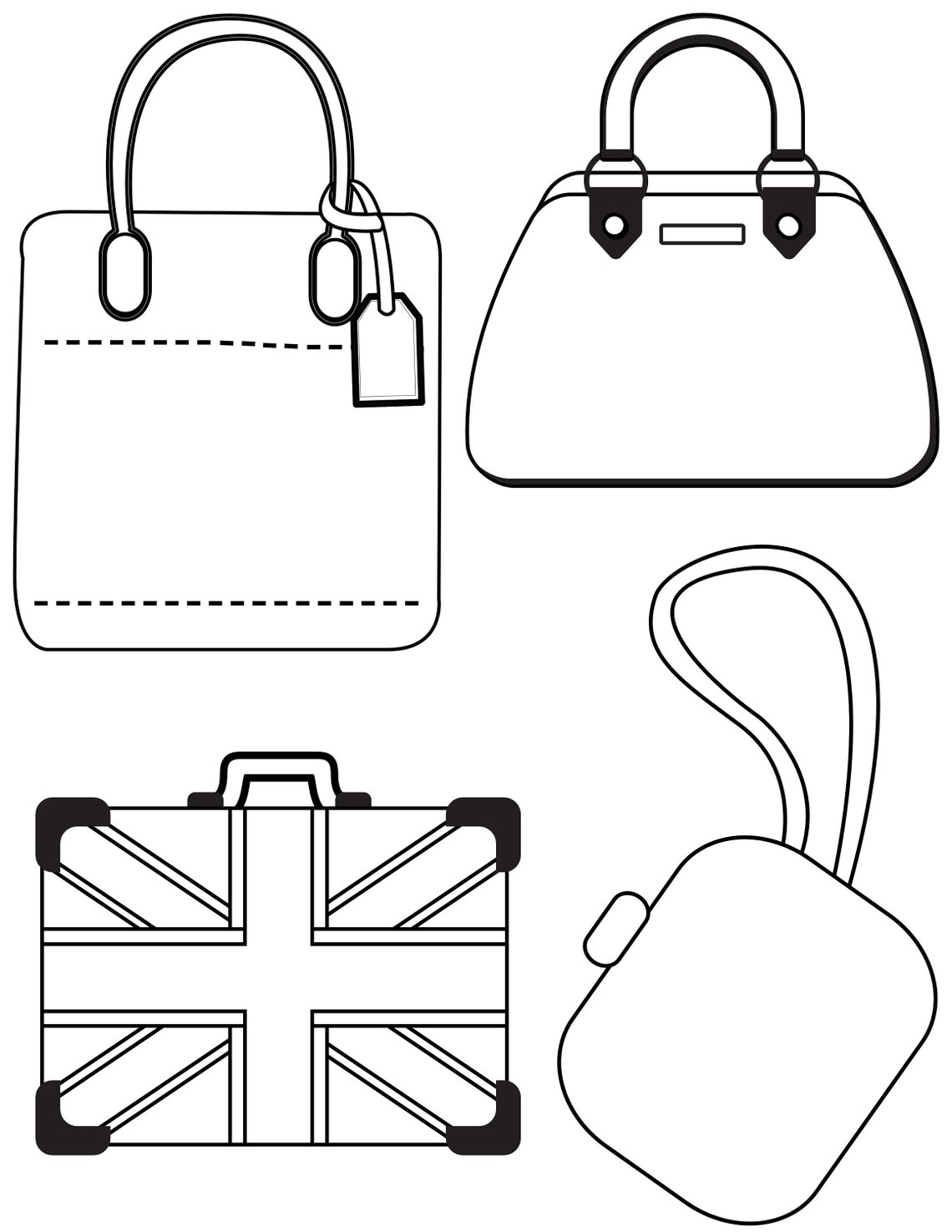 Printable Pdf 30 COLORING PAGES BAGS. in Total 120 Different | Etsy