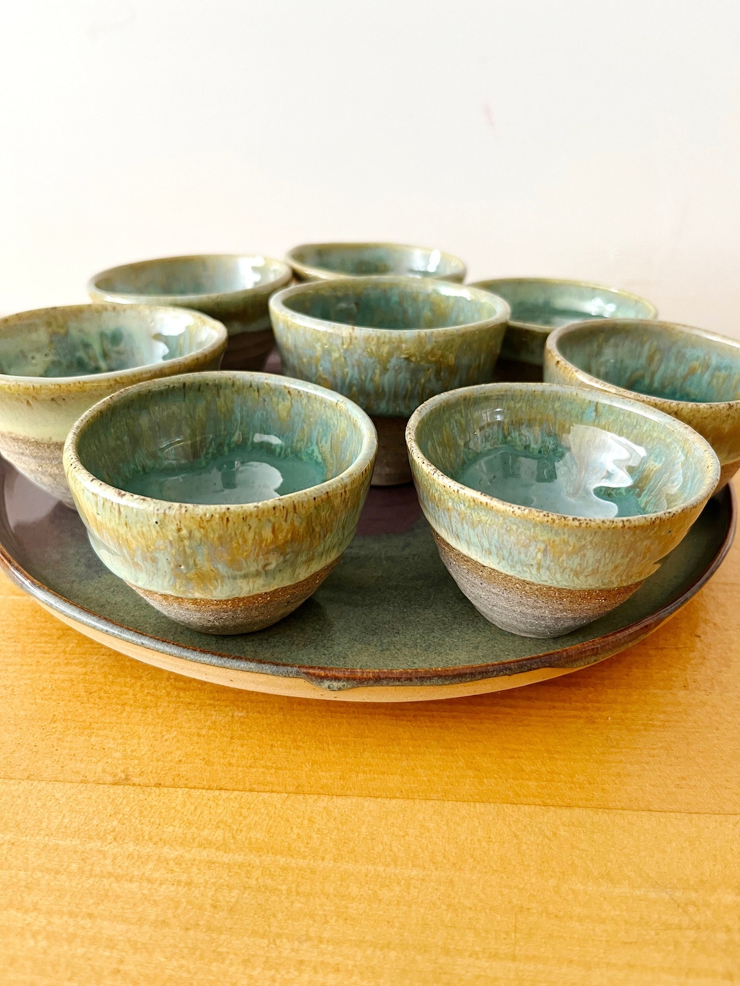Handmade Ceramic Tapas Plate With Blue Bowls: Rosh Hashanah Seder - Etsy