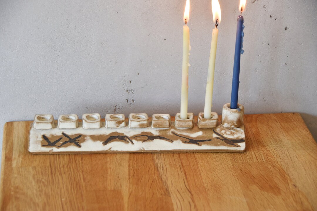 Handmade Ceramic Hanukkah Menorah: Bird Images, Jewish Gift From Israel ...