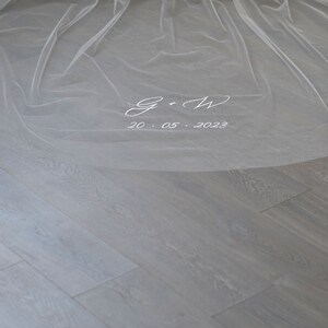 Personalised Cathedral Wedding Veil With Initials and Date - Etsy