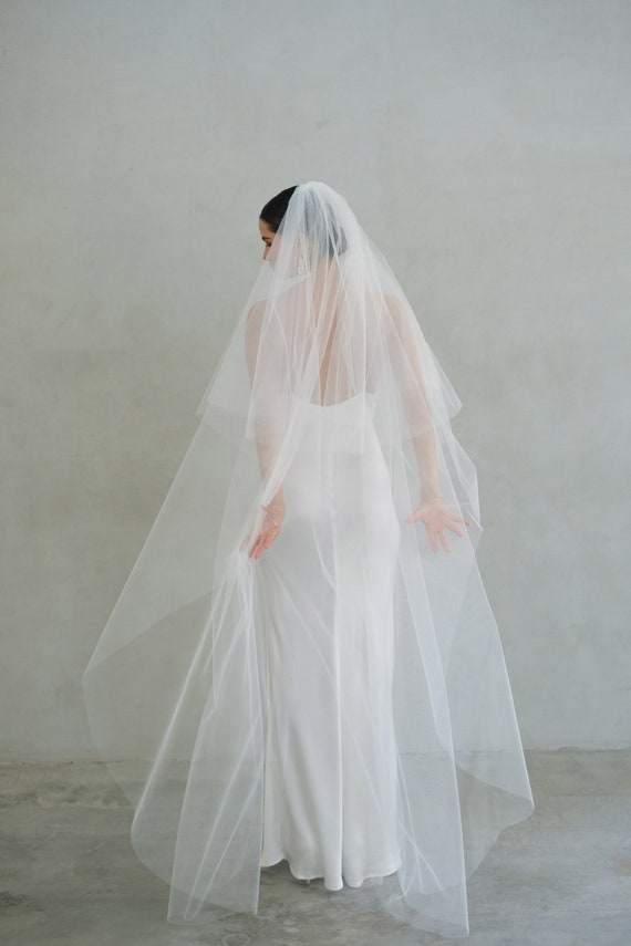 ALEXA II Two Tier Veil Classic Two Tier Wedding Veil Cathedral Sheer Tulle Veil Plain Veil Traditional Bridal Veil With Blusher Etsy UK