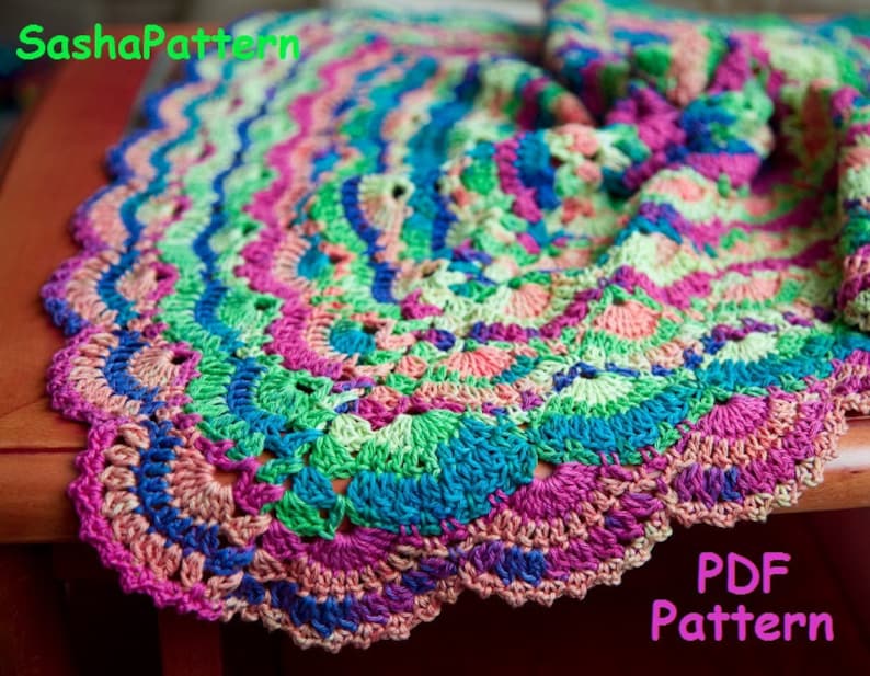 Lace Shell Stitch Baby Afghan Pattern - Crochet Square Afghan - Etsy UK