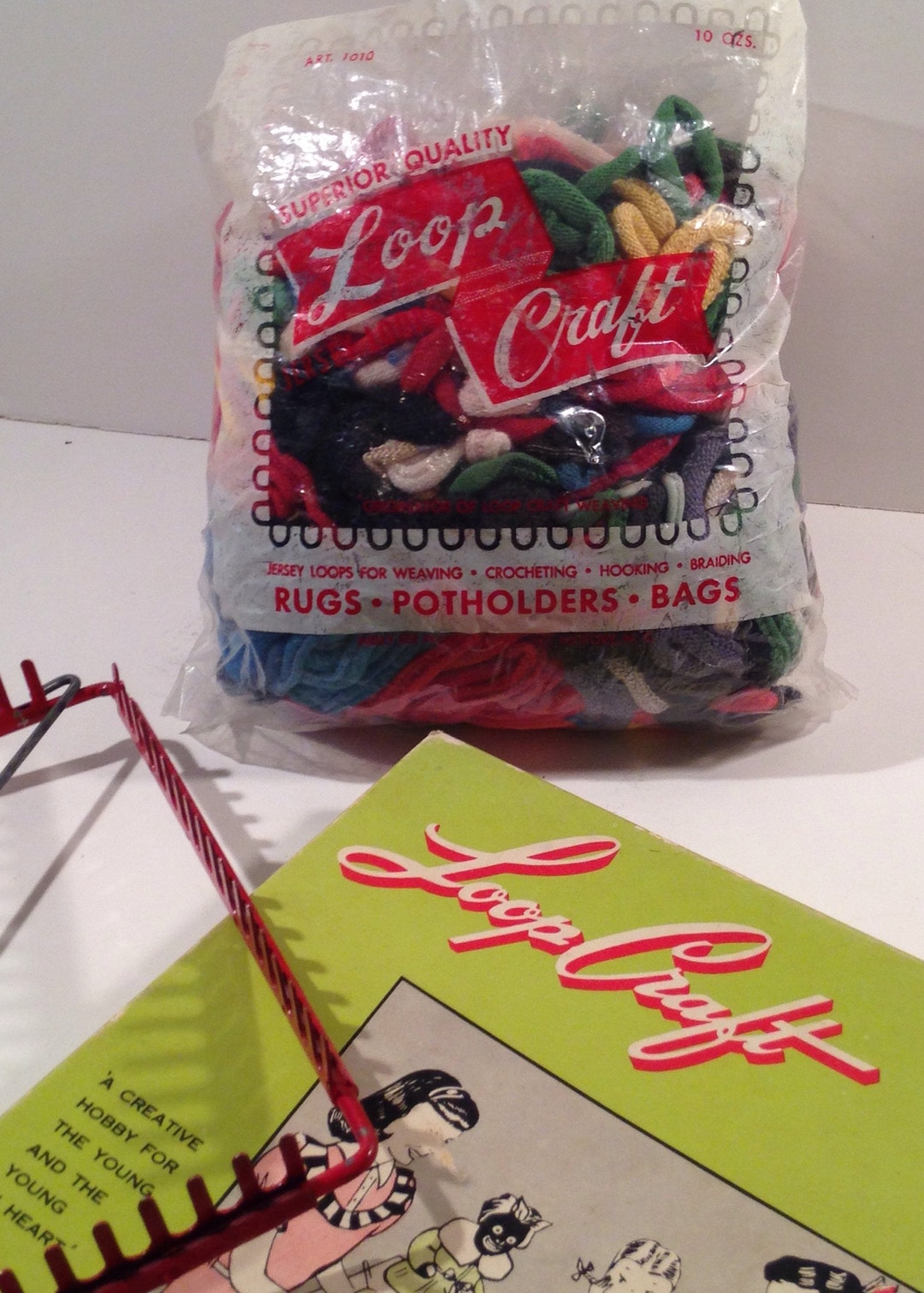 Vintage Craft Kit With a Loop Craft Weaving Loom and a Pack of Jersey ...