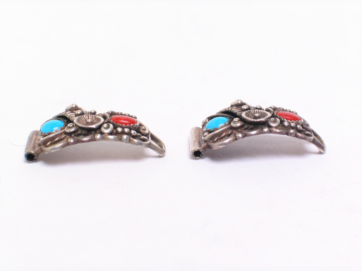 Native American NAVAJO Watch Tips Sterling Silver Vintage Turquoise ...
