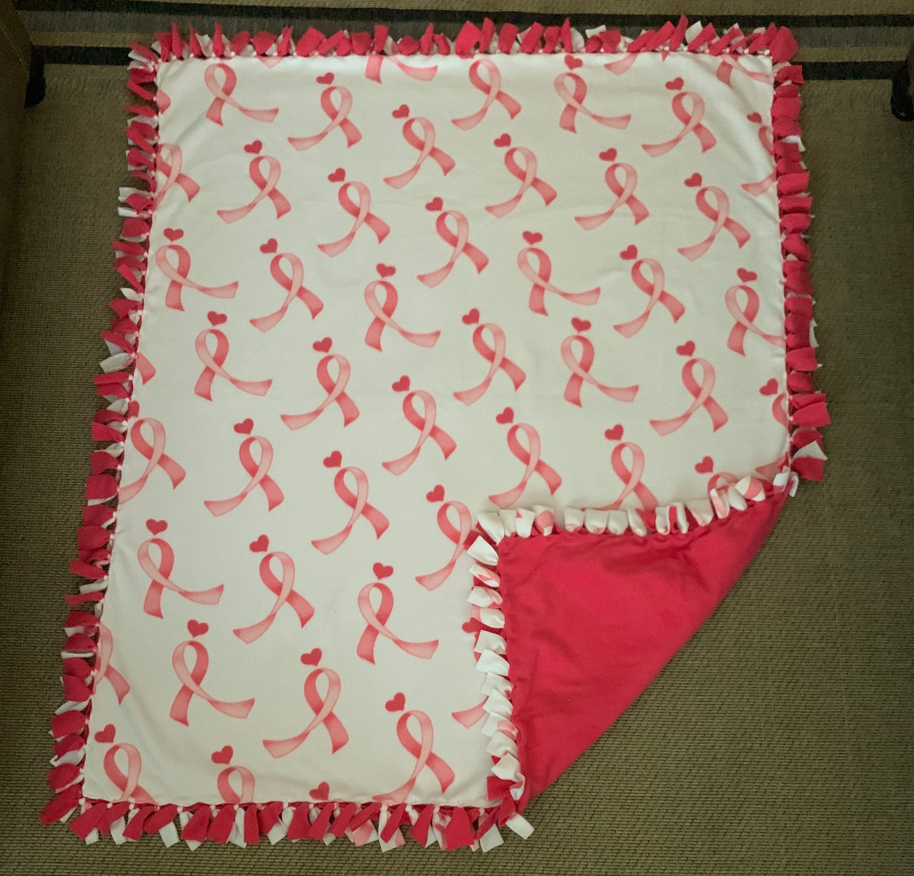 Cancer Ribbon Fleece Throw No Sew Blanket | Etsy