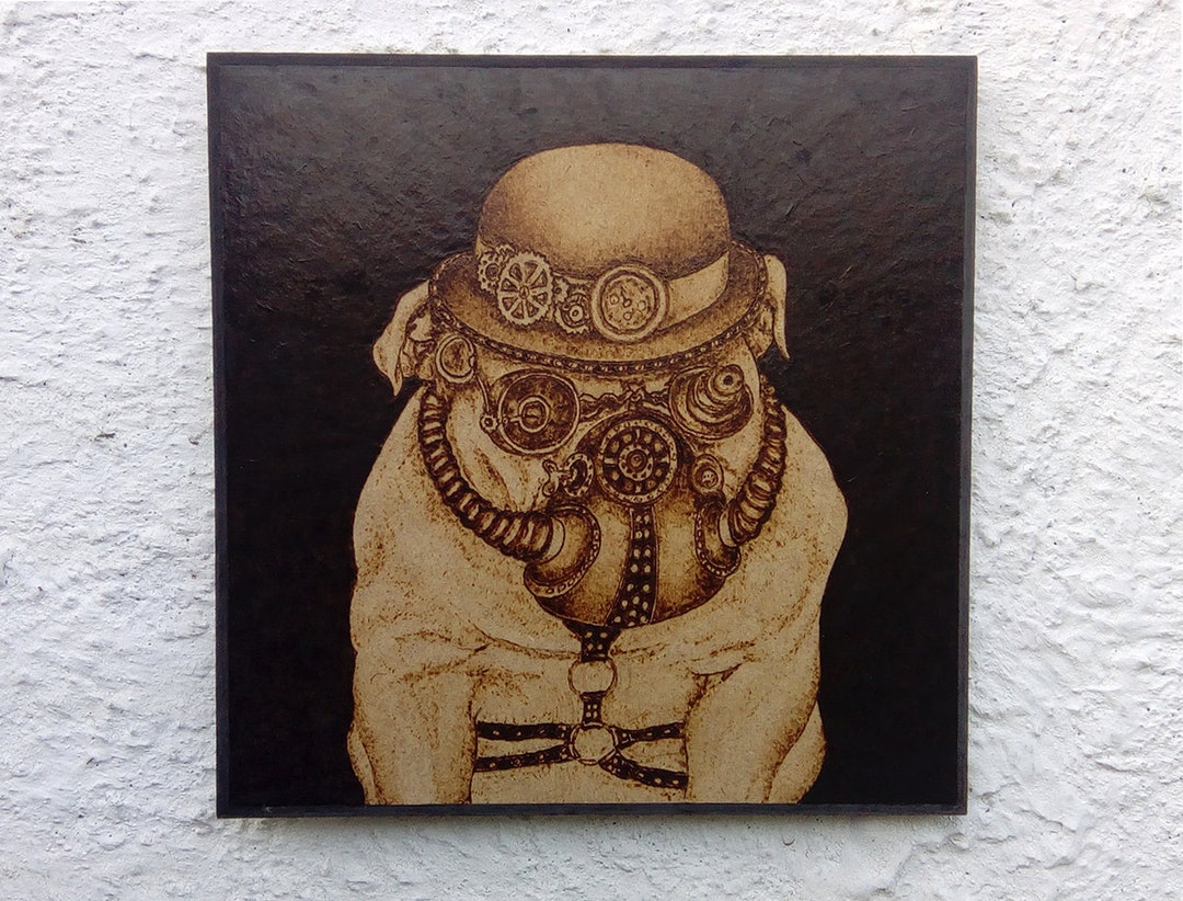 Steampunk Bulldog Pyrography Art - Etsy
