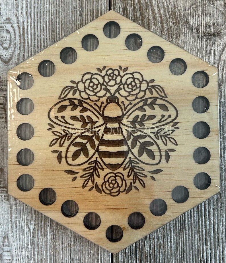 Hand Crafted Hexagon Bees and Flowers Birch Wood Insert for Clothesline Rope Bowl - Etsy