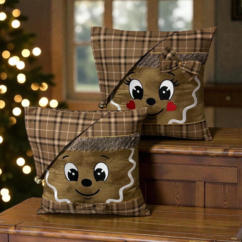 Gingerbread Boy Pillow Cover - in the Hoop 9x14 Digital Design Files - Etsy