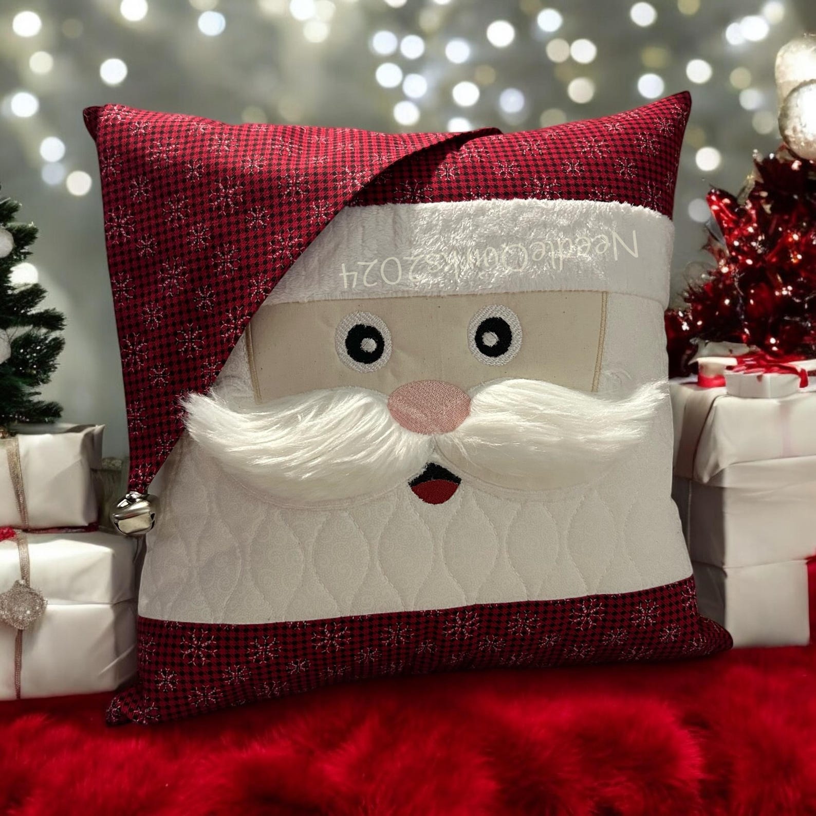 Santa Pillow Cover Machine Embroidery Design 9x14 (instant Download) - Etsy