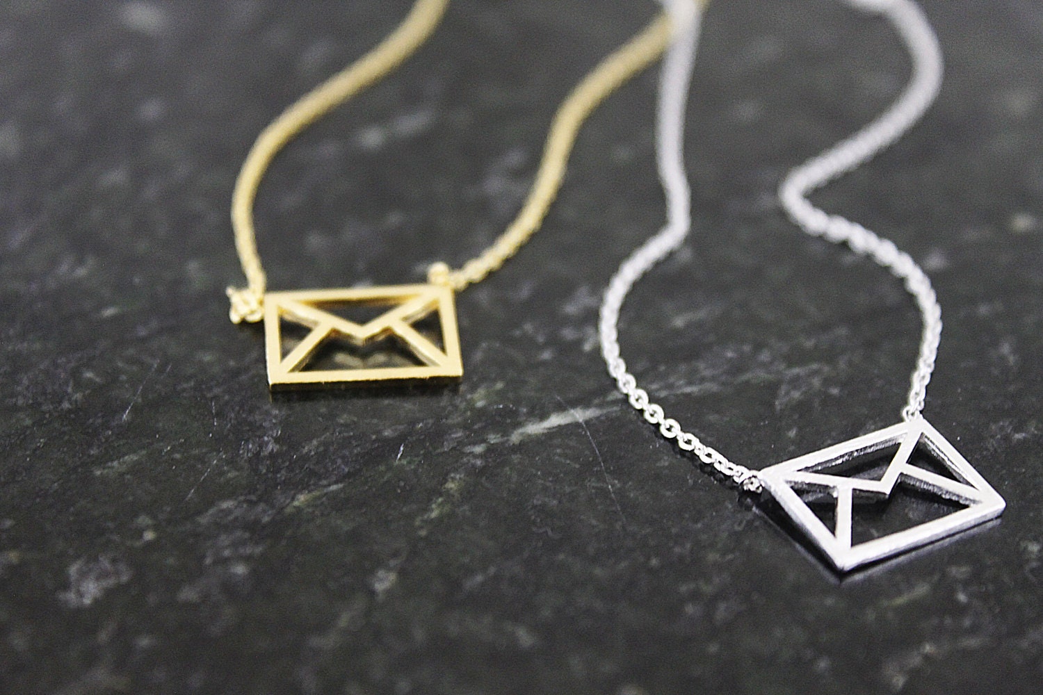 Envelope Necklace Simple and Modern Envelope Necklace Tiny | Etsy