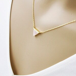 Gold Framed Pink Marble Triangle Pendant Necklace Bridesmaid Gift ...