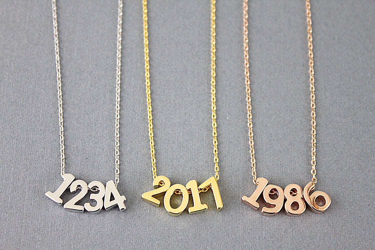Dainty Number Pendant Necklace | Etsy