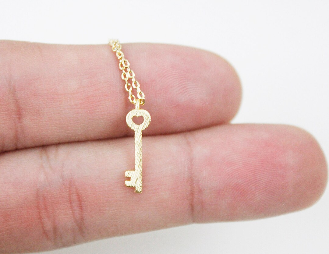 Gold /silver Tiny Key Charm Necklace . Dainty and Simple Everyday ...