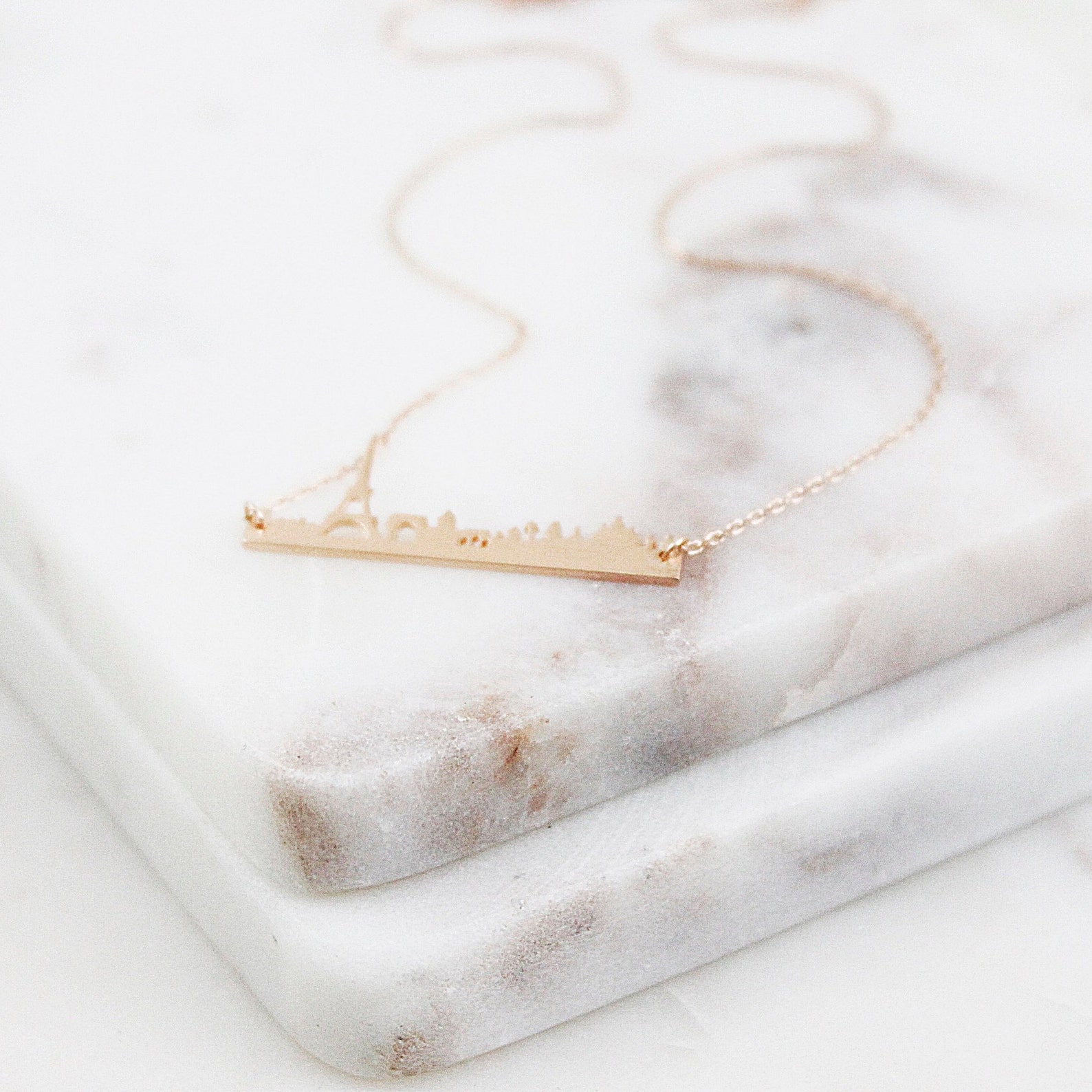 Rose Gold Paris Skyline Pendant Necklace. Paris Cityscape | Etsy