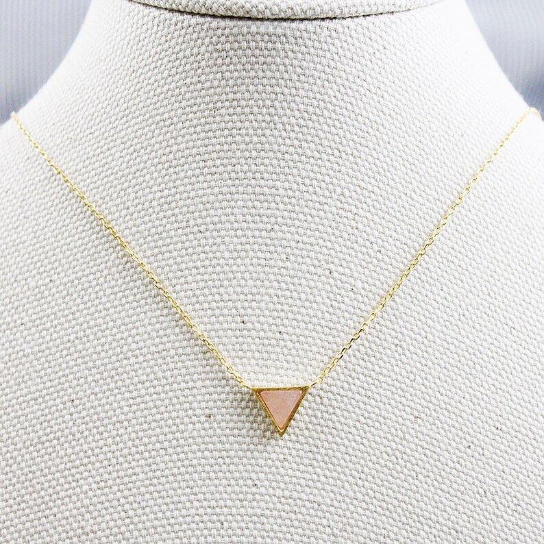 Gold Framed Pink Marble Triangle Pendant Necklace Bridesmaid - Etsy