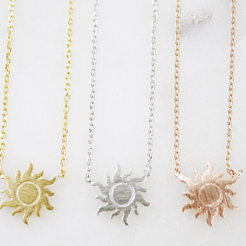 Sun Necklace Sun Burst Necklace Tiny Sun Charm Necklace | Etsy