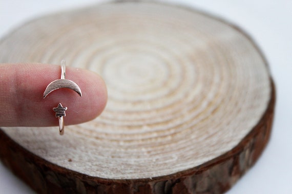 Moon and Star Ring Bridesmaid Ring Bridesmaid Gift Dainty and | Etsy