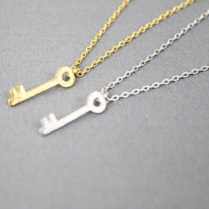 Gold /silver Tiny Key Charm Necklace . Dainty and Simple Everyday ...