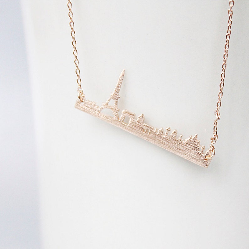 Rose Gold Paris Skyline Pendant Necklace. Paris Cityscape | Etsy
