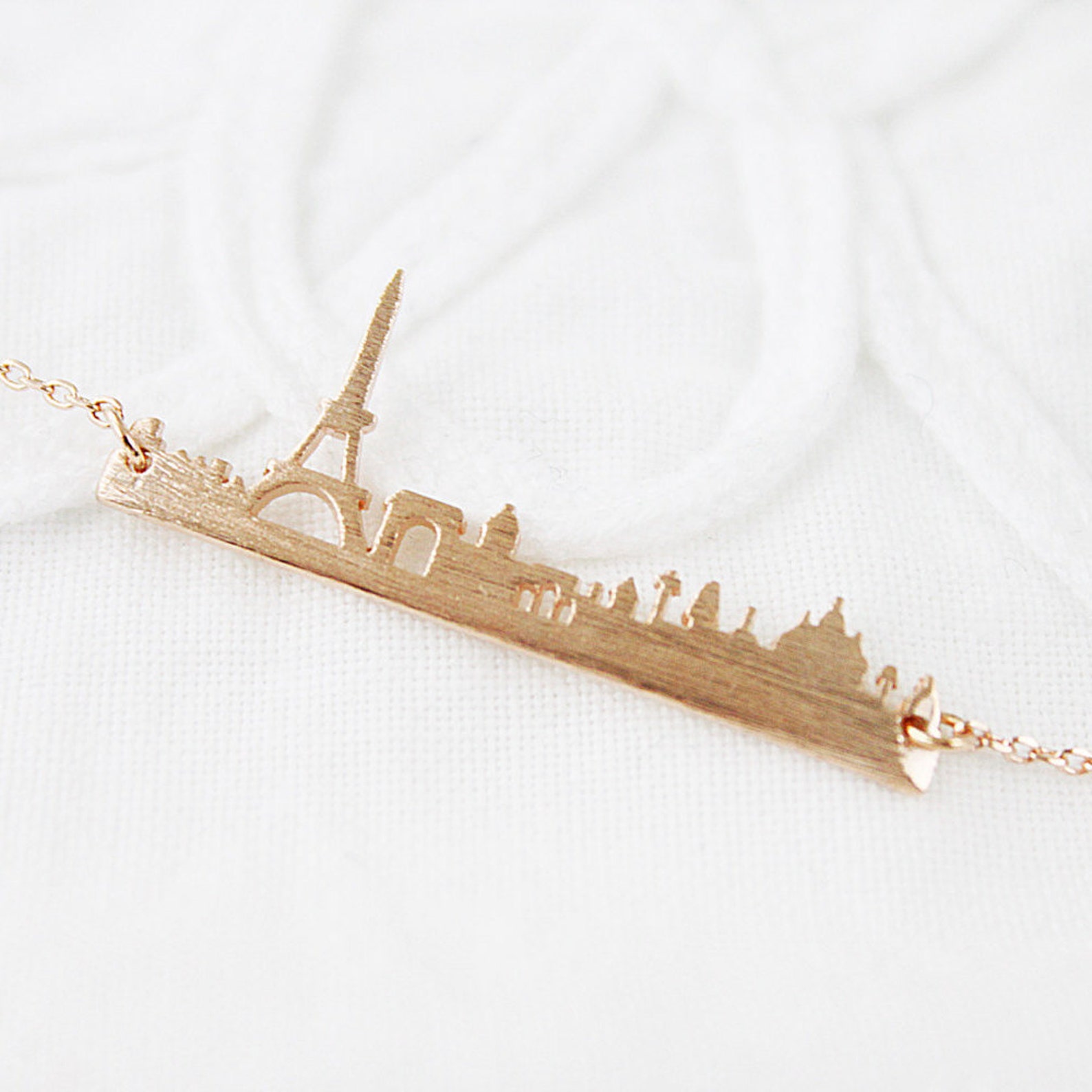 Rose Gold Paris Skyline Pendant Necklace. Paris Cityscape | Etsy