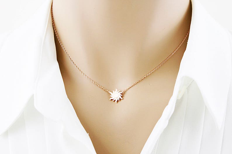 Sun Necklace Sun Burst Necklace Tiny Sun Charm Necklace | Etsy