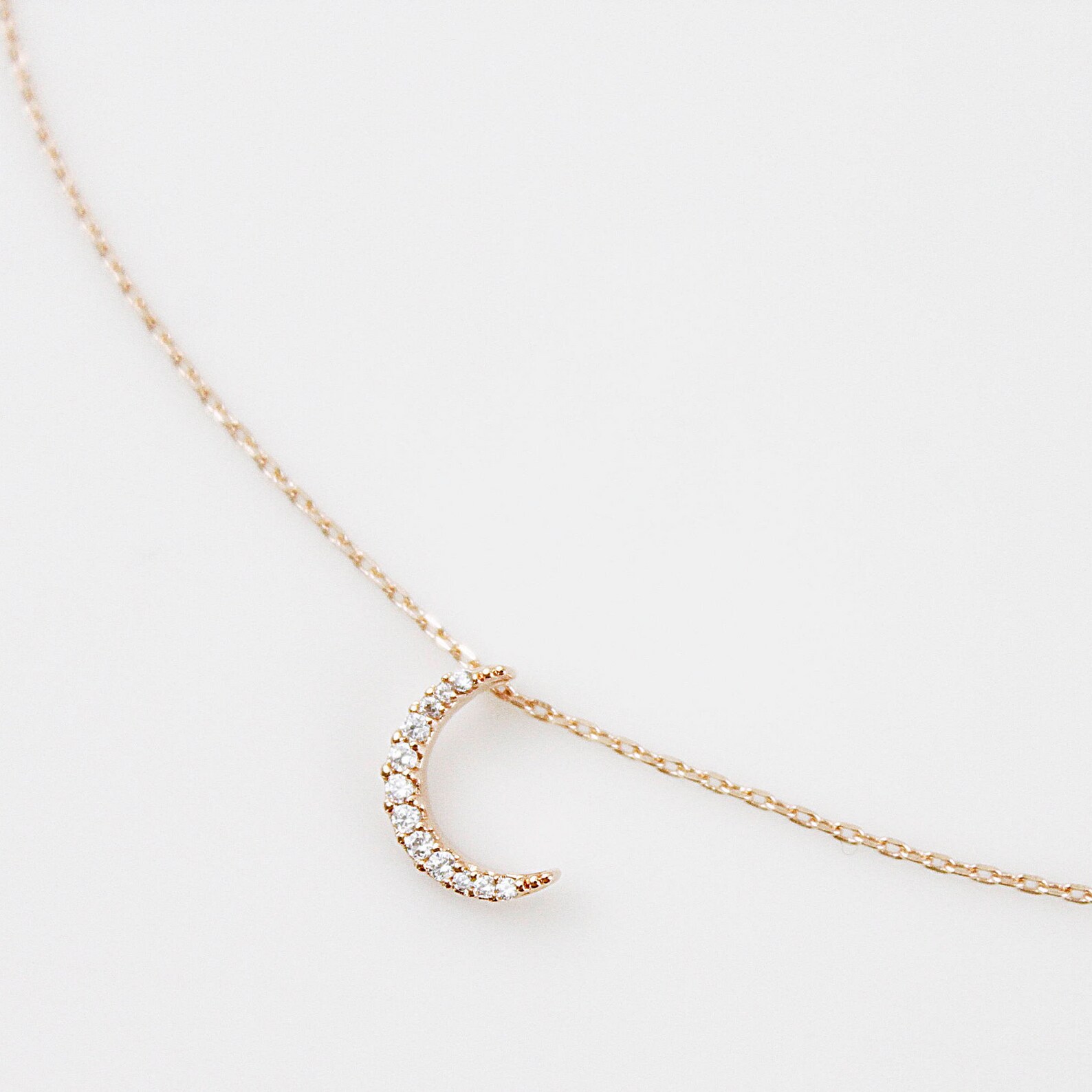 Crescent Moon Necklace in Rose Gold Tiny Moon Necklace | Etsy
