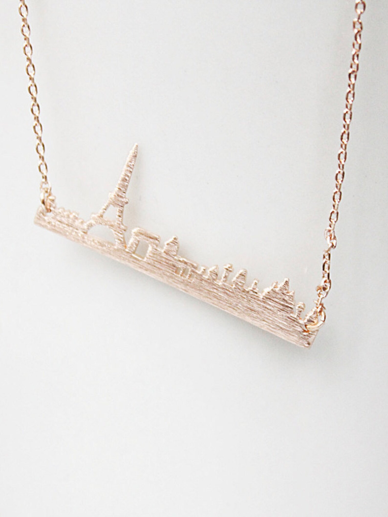 Rose Gold Paris Skyline Pendant Necklace. Paris Cityscape | Etsy