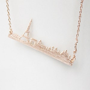 Rose Gold Paris Skyline Pendant Necklace. Paris Cityscape - Etsy