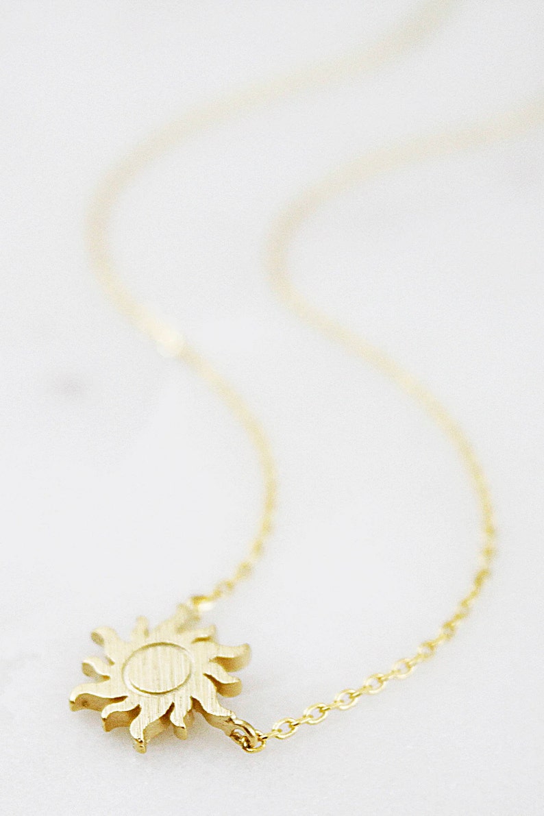 Sun Necklace Sun Burst Necklace Tiny Sun Charm Necklace | Etsy