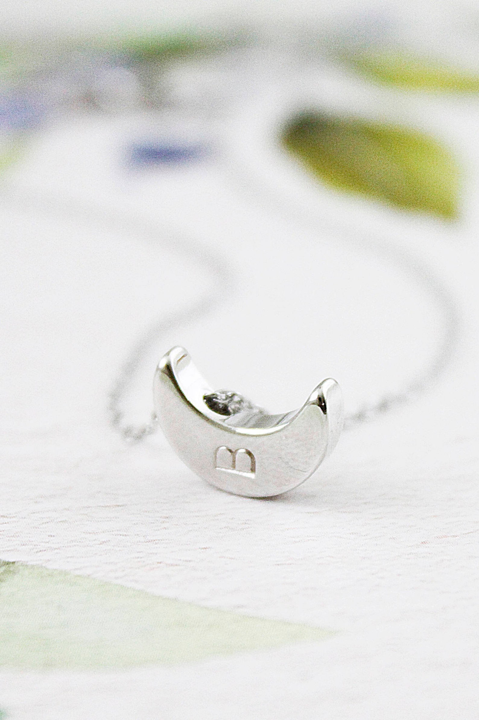 Engraved Crescent Moon Necklace Handmade Initial Necklace - Etsy