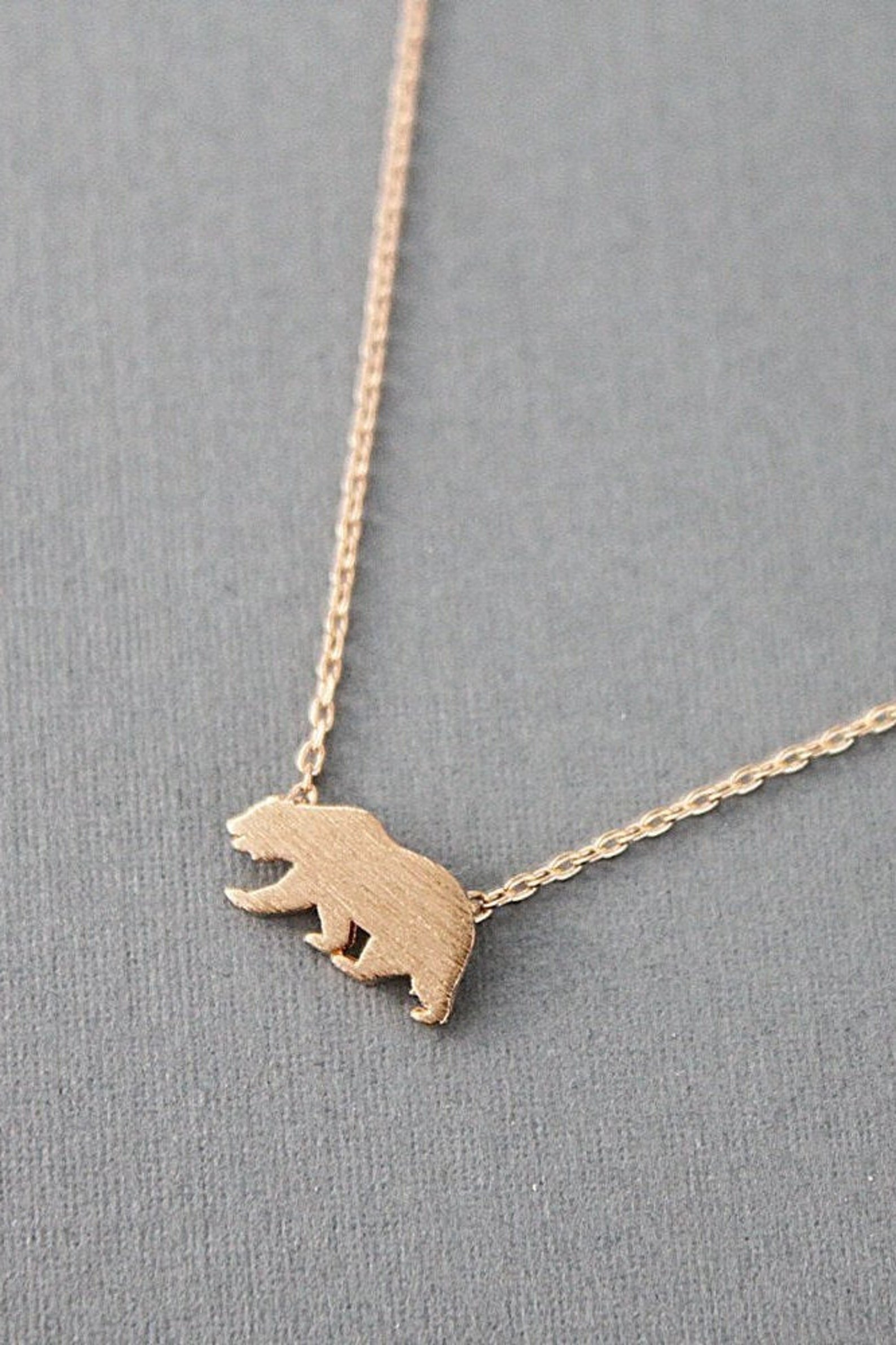Rose Gold Bear Necklace Dainty and Simple Necklace Birthday - Etsy