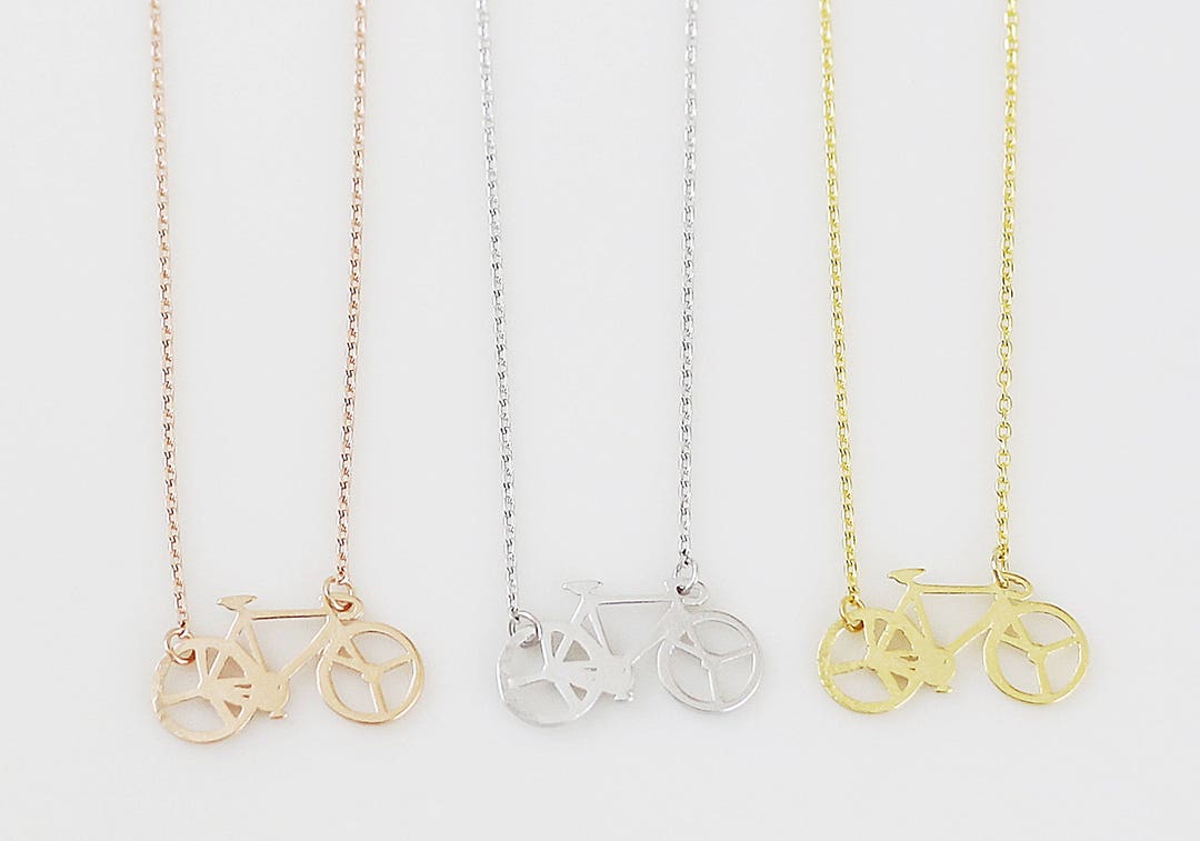 Gold / Silver / Rose Gold Bicycle Charm Necklace Dainty and Delicate ...