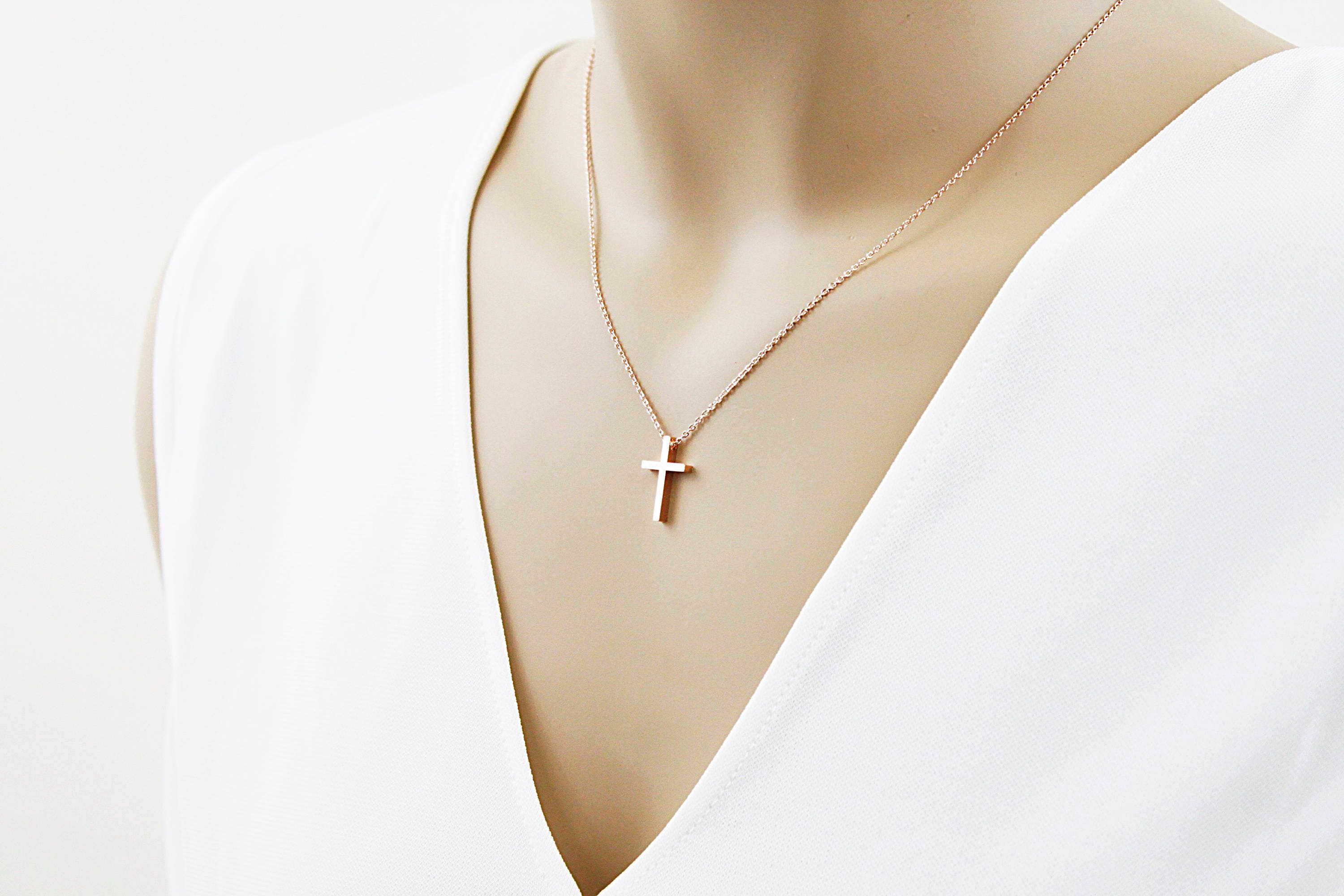 Dainty Cross Necklace Simple and Modern Necklace Tiny Cross | Etsy