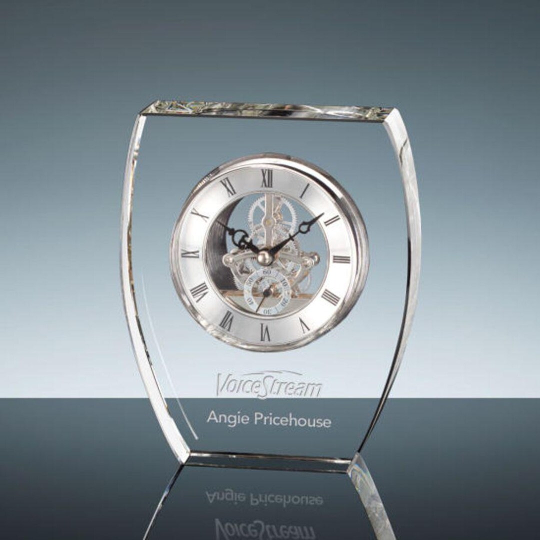 Personalized Engraved Crystal Clock With Your Logo, Artwork, Text ...