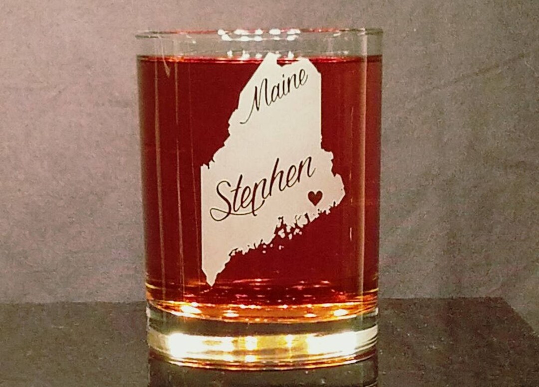 Maine Whiskey Glass With City and Name, Personalized Engraved Maine ...