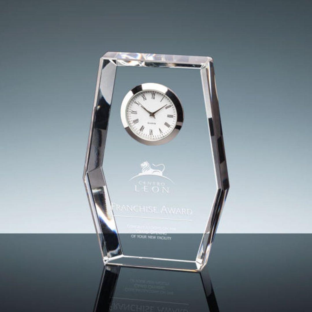 Personalized Engraved Crystal Clock With Your Logo, Artwork, Text ...