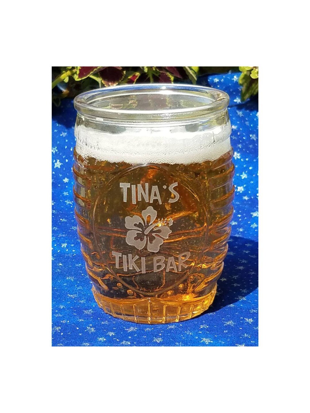 Tiki Beer Glass, Custom Engraved Beer Glass, Tiki Glass, Polynesian ...