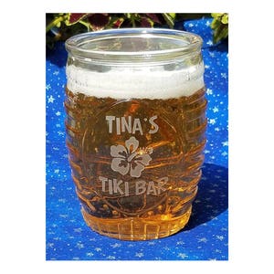 Tiki Beer Glass, Custom Engraved Beer Glass, Tiki Glass, Polynesian ...