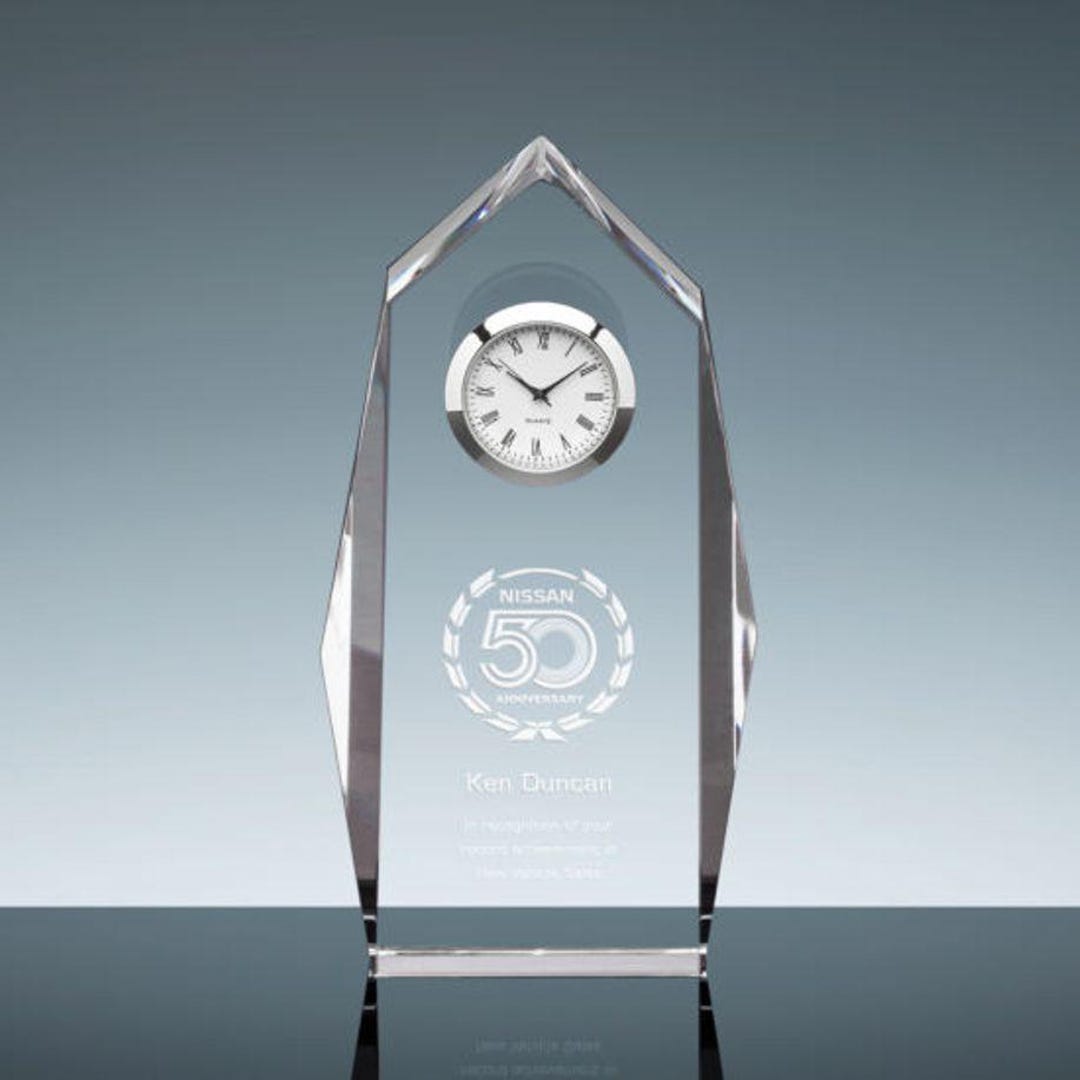 Personalized Engraved Crystal Clock With Your Logo, Artwork, Text ...