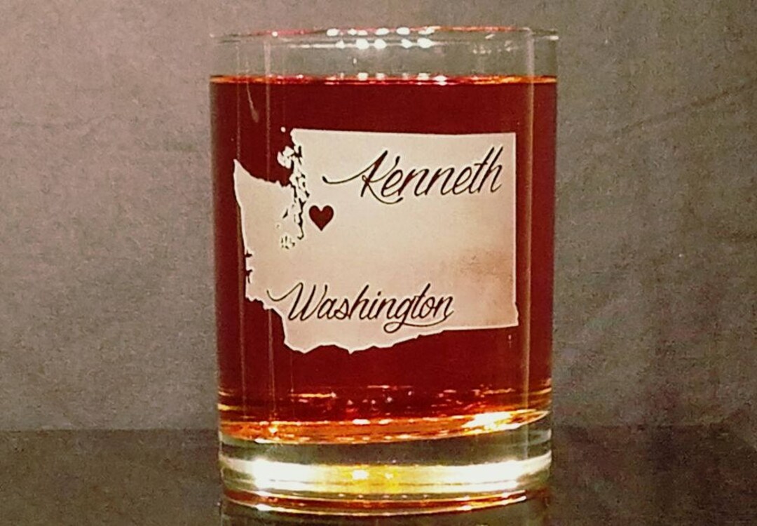 Personalized Washington State Whiskey Glass: Sandblasted Hometown Gift ...